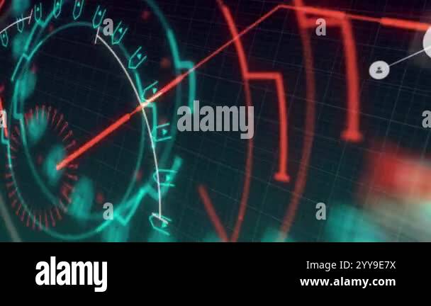 Graph lines and user icons animation over financial data chart. Finance ...