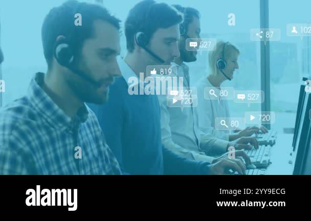 Working with social media notifications animation, customer service ...