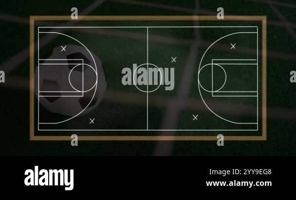 Soccer strategy animation over soccer field with ball. Sports, football ...
