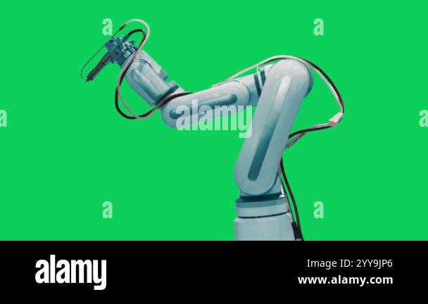3d rendering robotic arm isolated on green screen background 4k ...