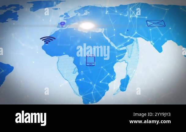 QR code and security check animation over world map with scanning ...