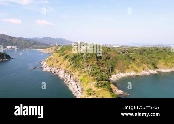 Phuket Best View Point Sunset Phrom Thep Cape Thailand evening aerial ...