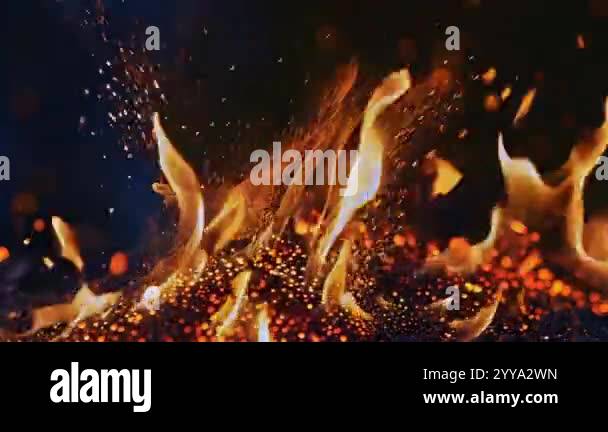 The dynamic flames and glowing embers create an enchanting and ...