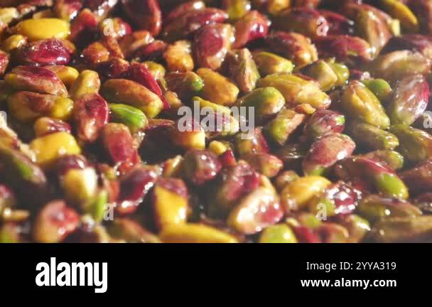 A detailed close-up of various fresh pistachios showcasing their ...