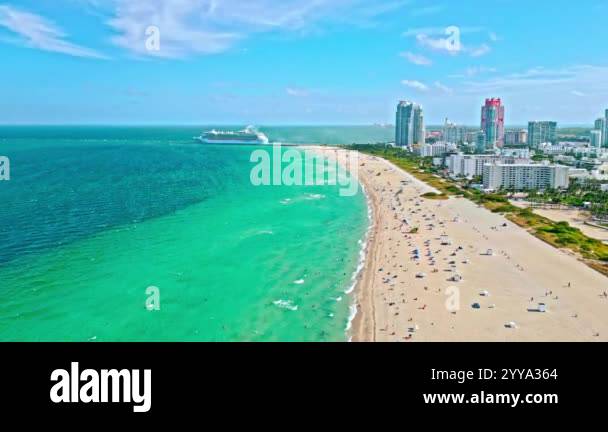 Summer vacation at Biscayne Bay. Cruise ship at port Miami, Florida ...