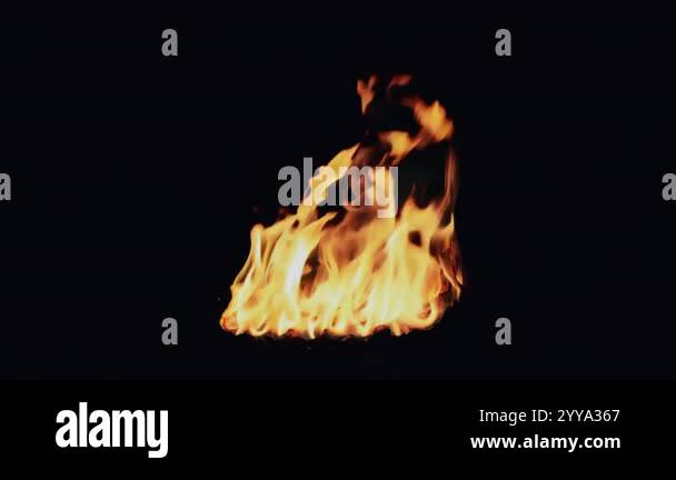 The captivating flames dance and flicker brightly against a pitchblack ...