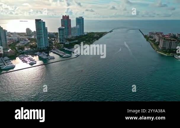 Miami aerial view. Panoramic aerial drone view on Miami, Florida. Miami ...