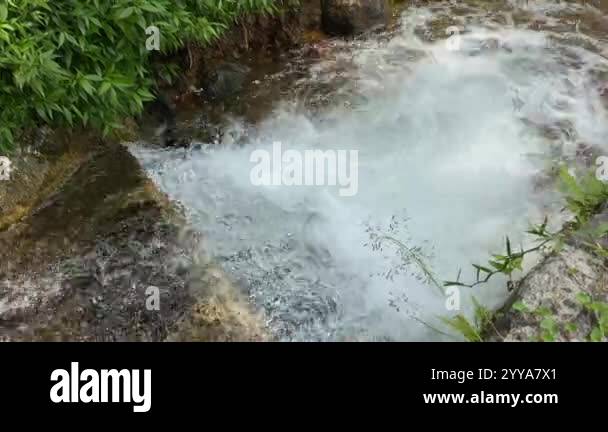 Close up view of river currents or water ripples. Clear fresh water ...