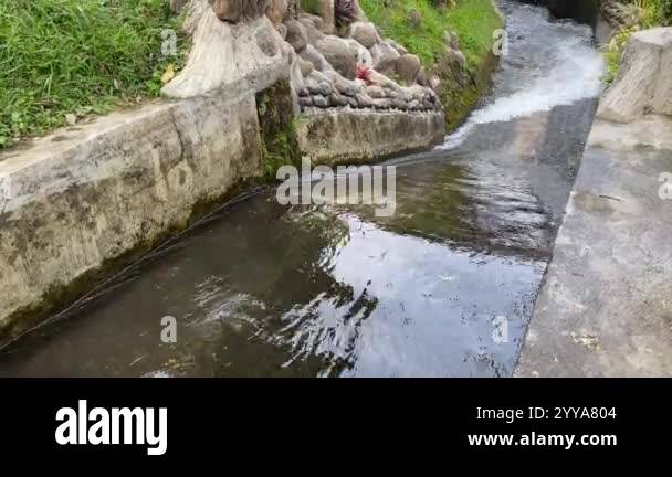 Water flow down on the ditch or small paved river Stock Video Footage ...