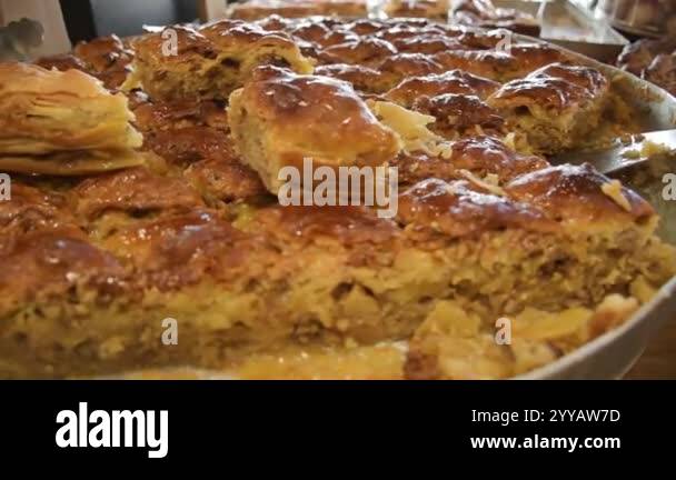 Display of plates full of freshly baked armenian style delight candy ...
