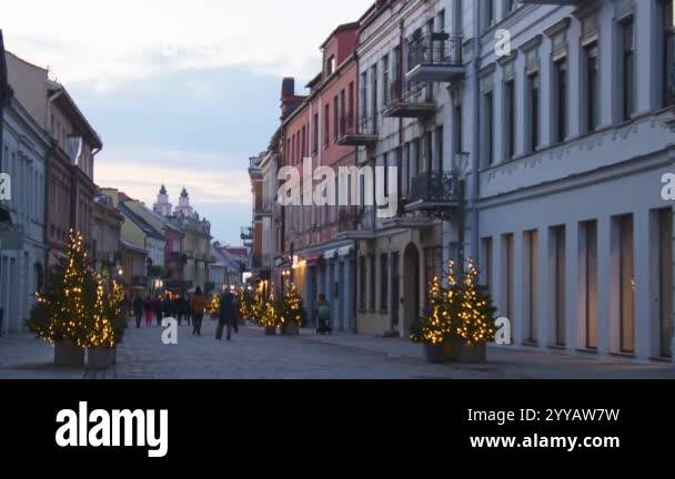 Kaunas, Lithuania - 17th november, 2024: lithuanian pedestrians walk in ...
