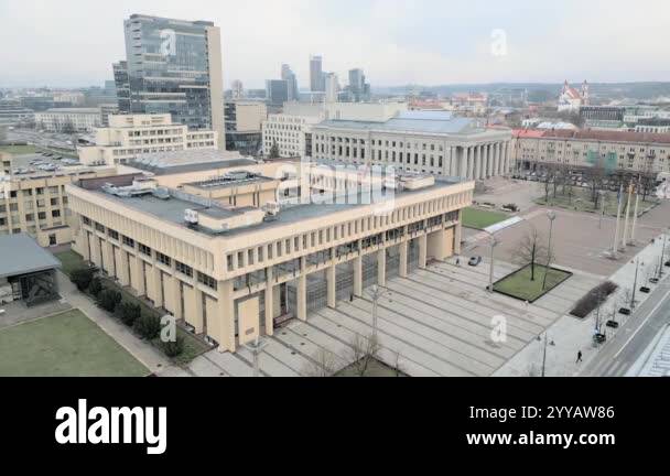 Vilnius, Lithuania - 26th november, 2024: aerial static view building ...
