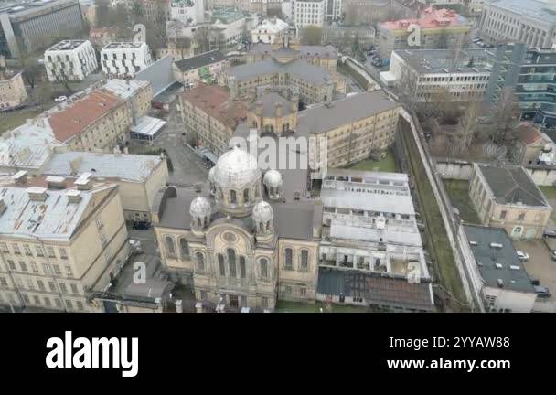 Vilnius, Lithuania 25th november, 2024: aerial fly over view Vilnius ...