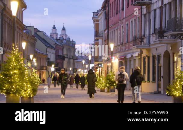 Kaunas, Lithuania - 17th november, 2024: lithuanian pedestrians walk in ...