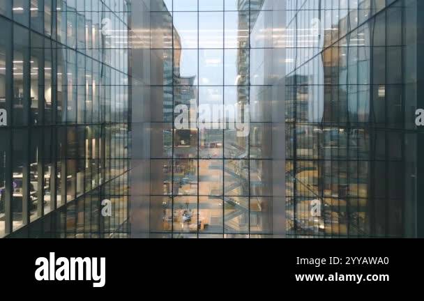 Vilnius, Lithuania -28th november, 2024: aerial view office worker walk ...