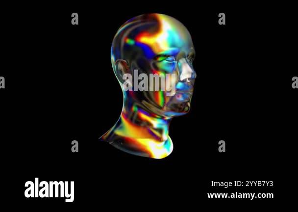 Abstract 3d glass human. Geometric figure in holographic color on a ...