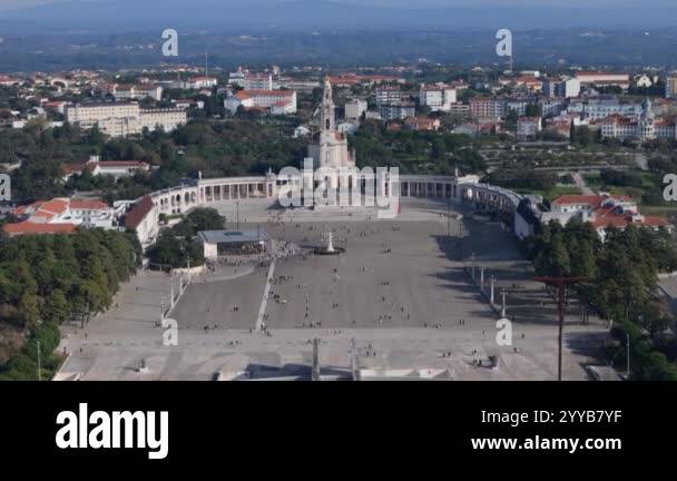 Aerial view of the Sanctuary of Fatima, Portugal, capturing the ...