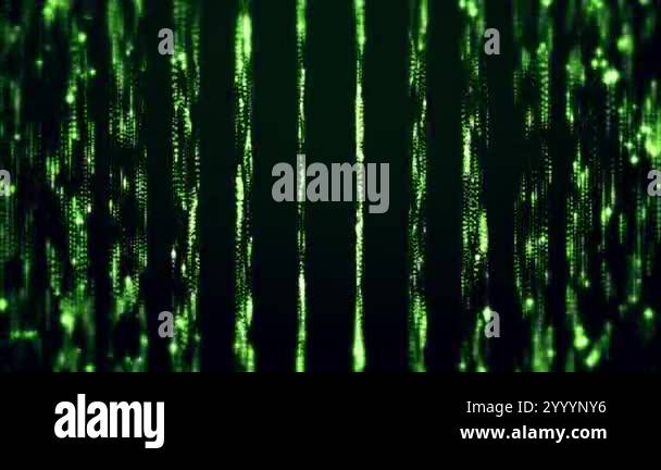 Green digital background of vertical glowing lines, abstract concept ...