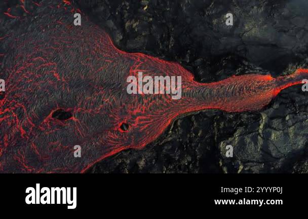 Volcano Eruption in Iceland, Flowing Red Hot Lava River, Incredible ...