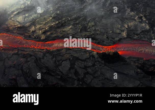 Volcano Eruption in Iceland, Flowing Red Hot Lava River, Incredible ...