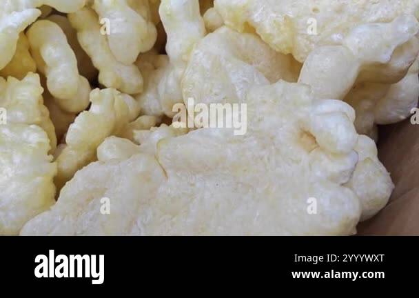 stack of the chinese delicacy dried fish bladder Stock Video Footage ...