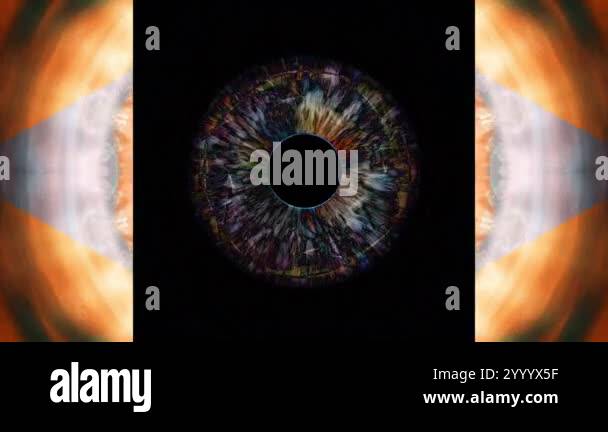 Detailed iris with dynamic psychedelic visuals. Motion graphics video ...