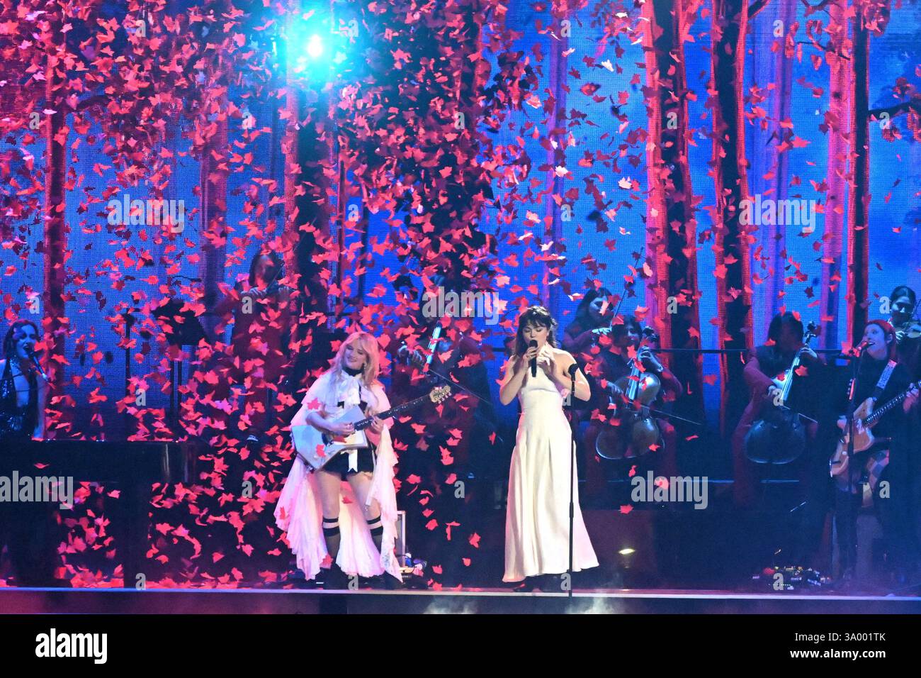 London, UK. 1 March 2025. The Last Dinner Party performing at the BRIT ...