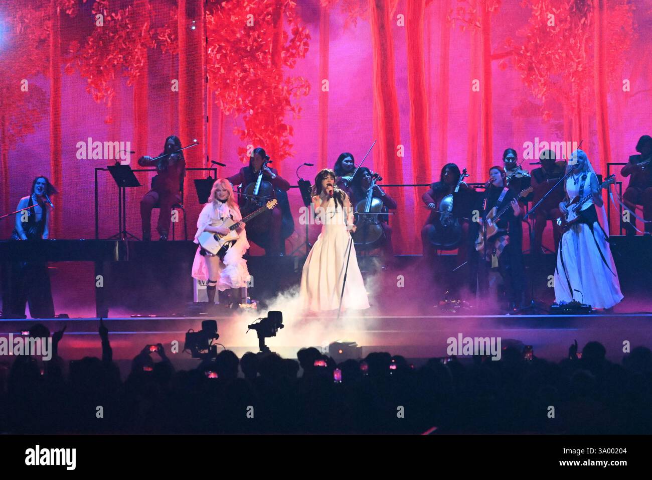 London, UK. 1 March 2025. The Last Dinner Party performing at the BRIT ...