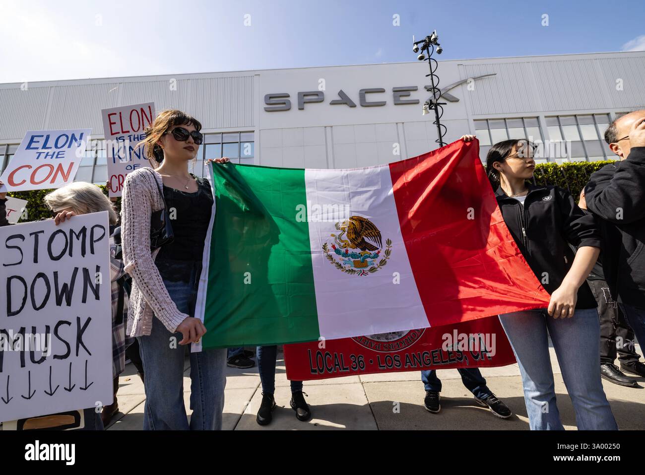 A protest against Elon Musk was held in front of the SpaceX ...