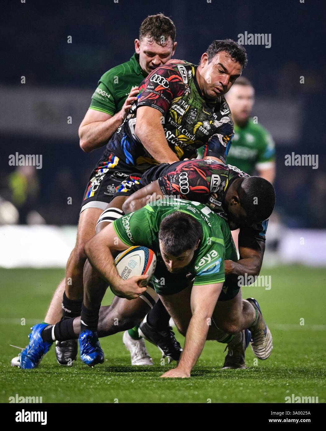 Galway, Ireland. 1st March, 2025. Connacht's Dylan Tierney-Martin is ...