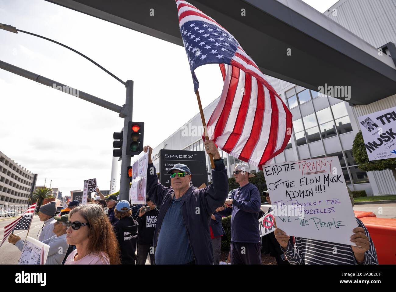 A protest against Elon Musk was held in front of the SpaceX ...