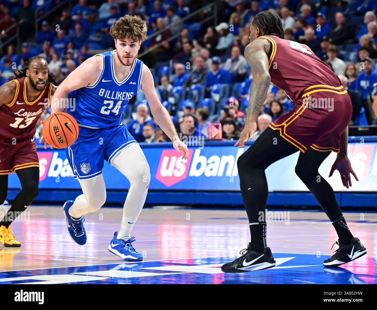 ST. LOUIS, MO - MARCH 01: Saint Louis guard Gibson Jimerson (24) drives ...