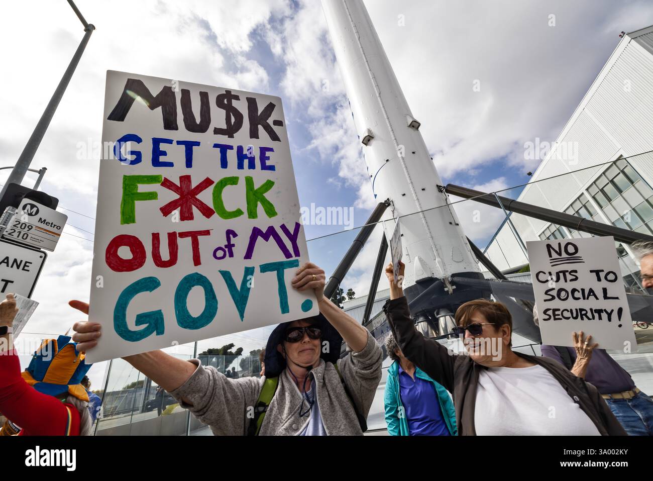 A protest against Elon Musk was held in front of the SpaceX ...