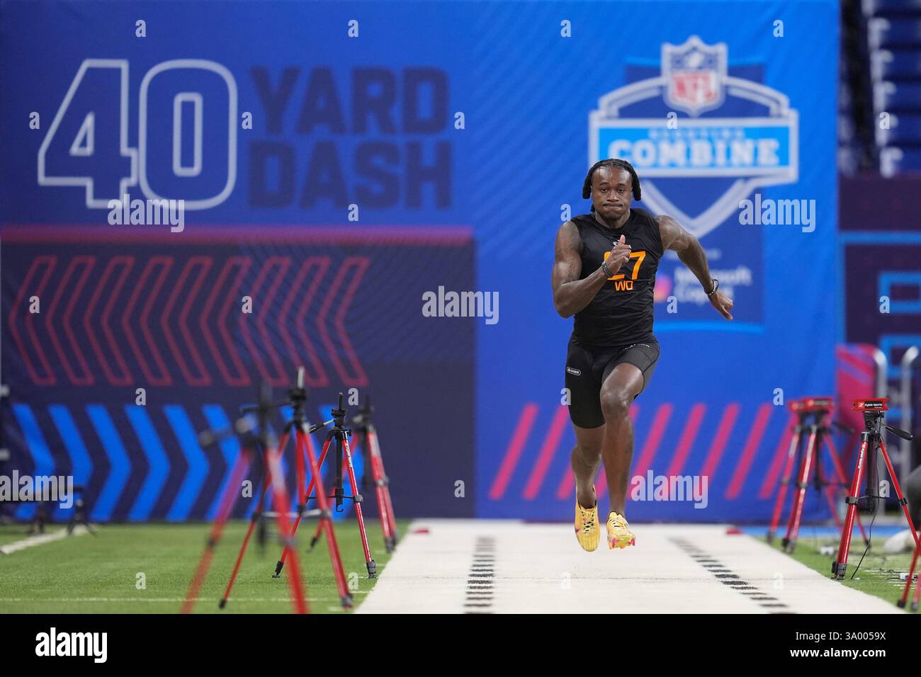 Auburn wide receiver KeAndre Lambert-Smith runs the 40-yard dash at the ...