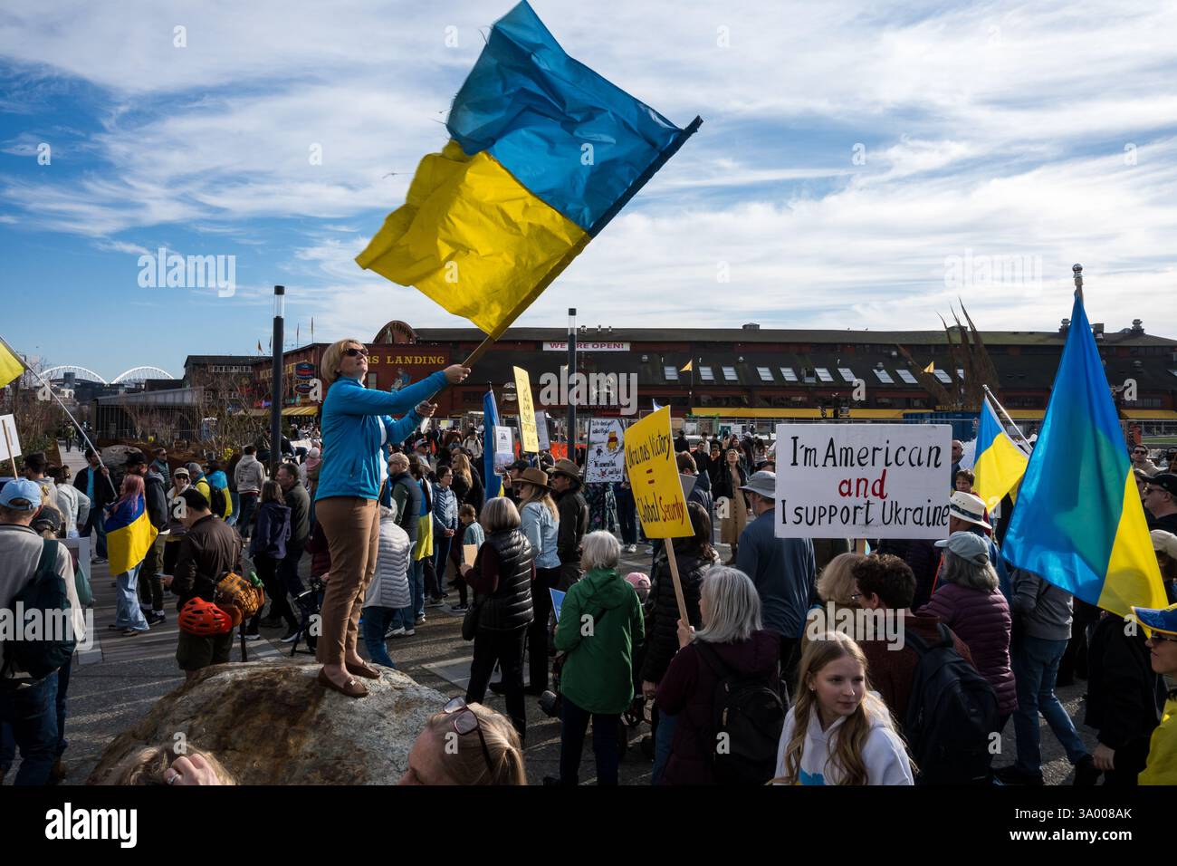 Seattle, USA. 1st Mar 2025. Supporters of Ukraine rallied on the ...