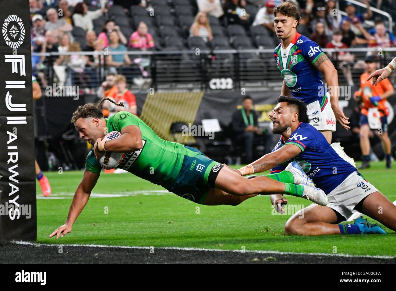 Canberra Raiders Sebastian Kris dive cover the line to score a try ...