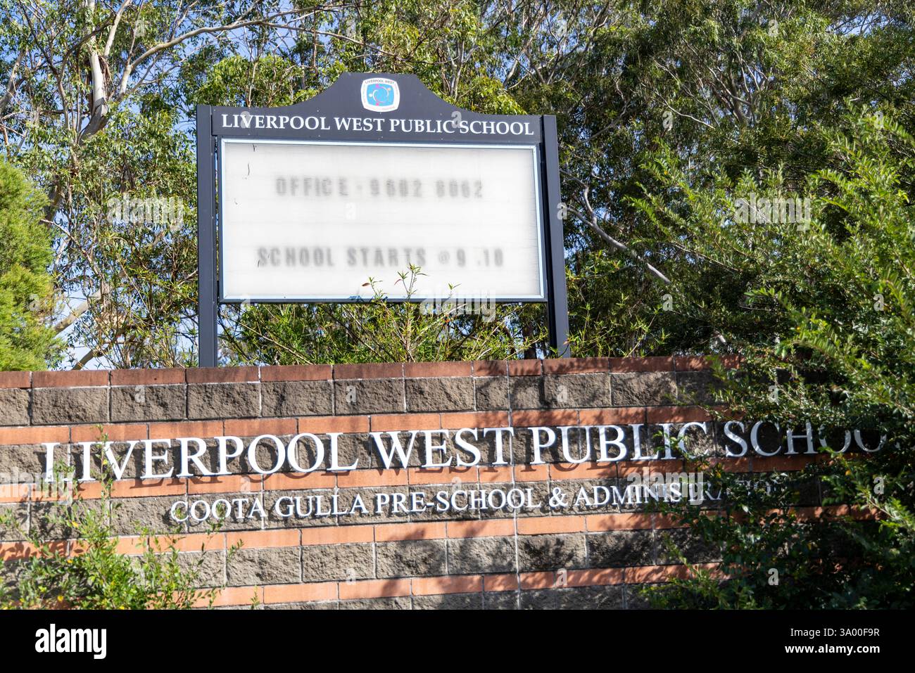 Liverpool West public school in south west Sydney, sign promoting the ...