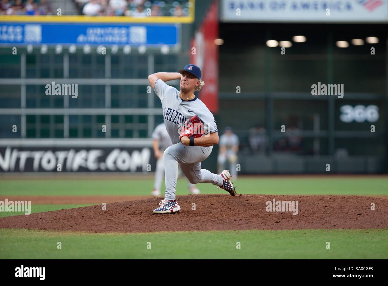 March 2, 2025, Houston, Texas, USA: Arizona pitcher GARRETT HICKS (99) throws a ball during ...