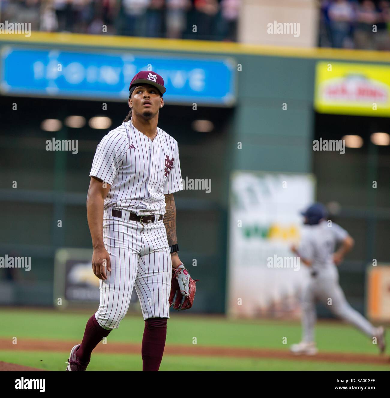 March 2, 2025, Houston, Texas, USA: Mississippi State pitcher MIKHAI ...