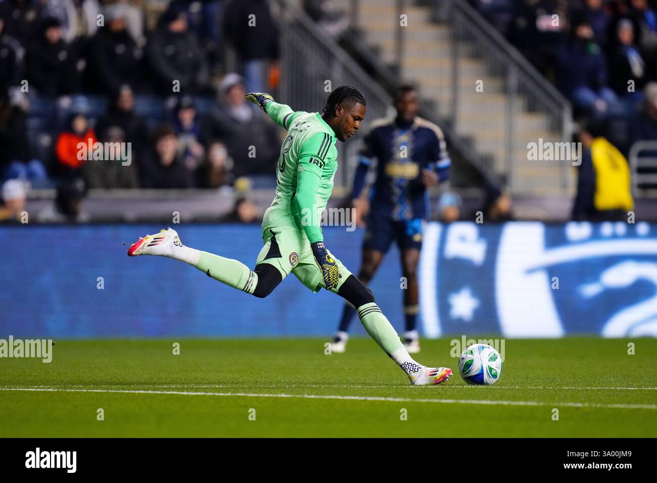 March 01, 2025: Philadelphia Union Goalie Andre Blake (18) kicks the ...