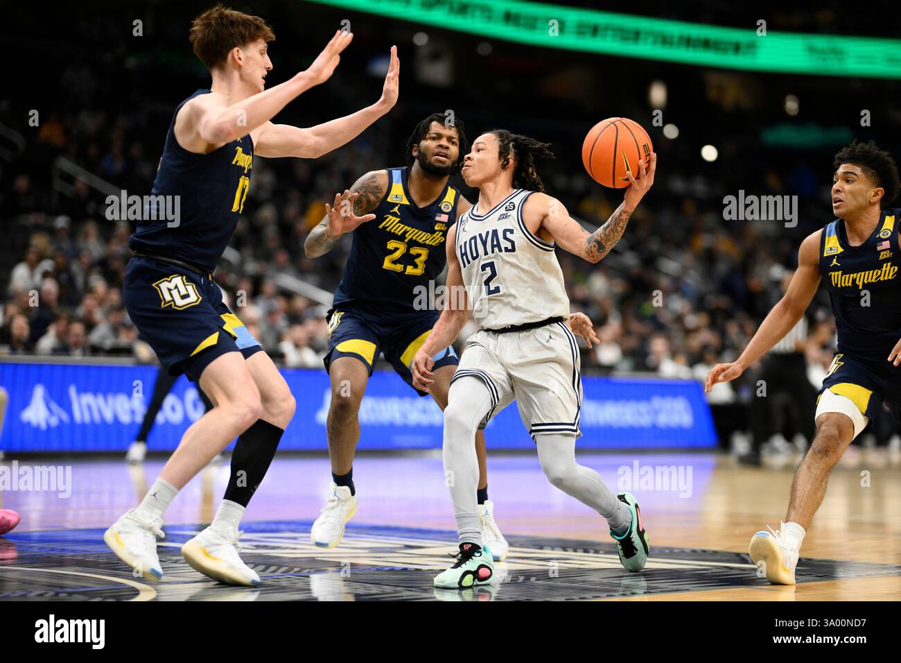 Georgetown guard Malik Mack (2) goes to the basket against Marquette ...