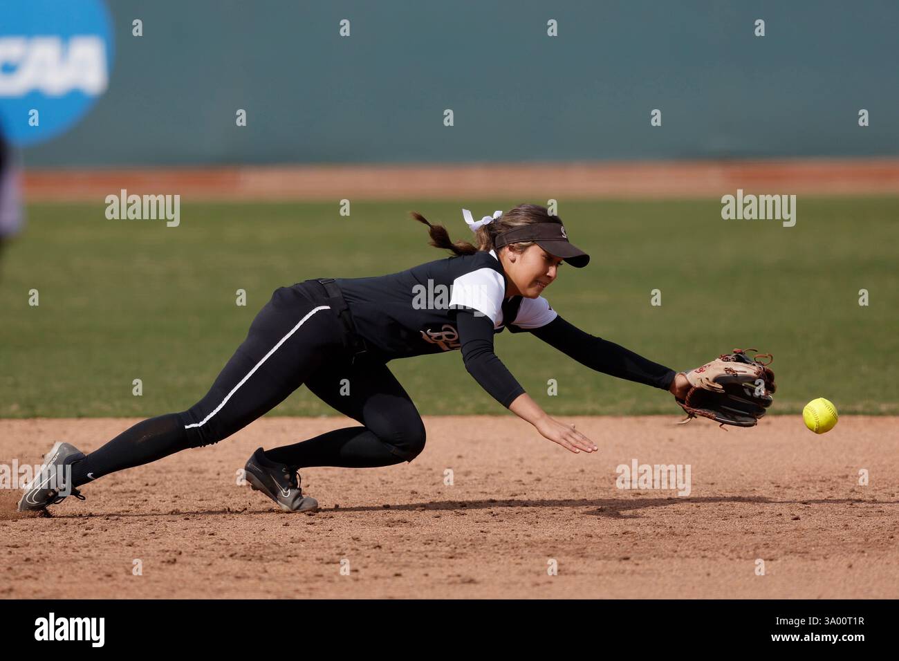 Santa Clara infielder Rebecca Rubio (7) is unable to to field a hit ...