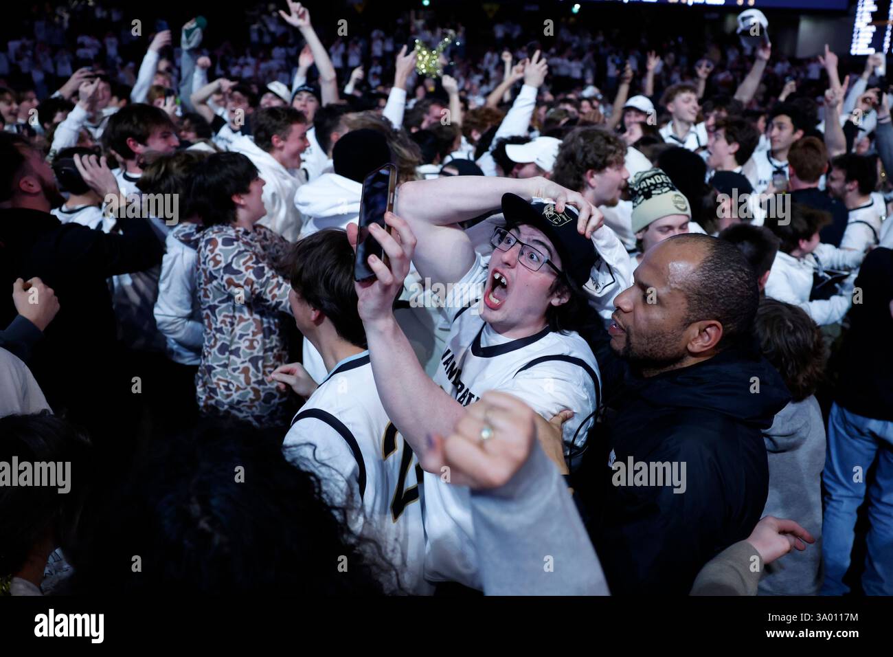 NASHVILLE, TN - MARCH 01: Vanderbilt Commodores fans celebrates on the ...