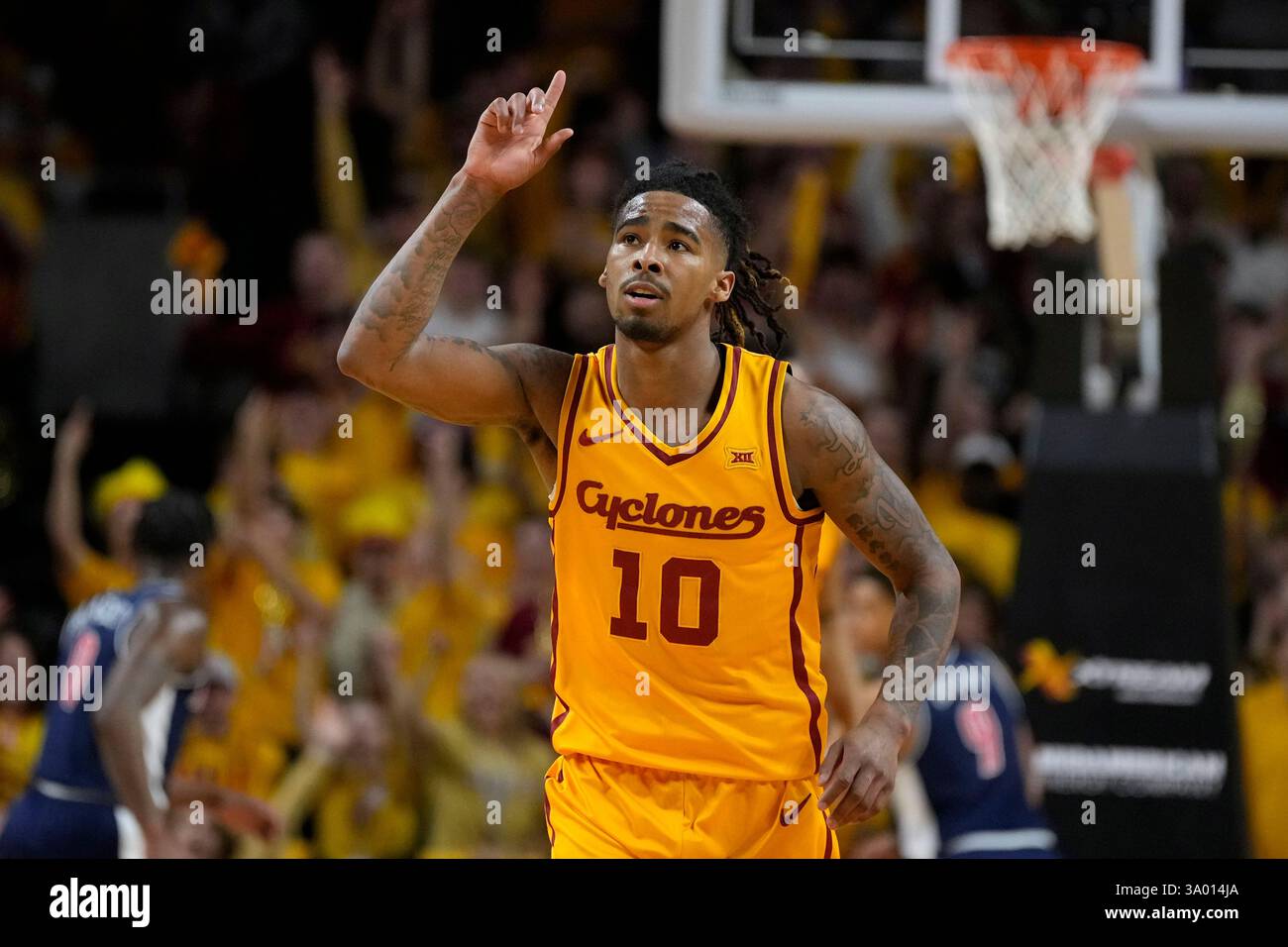 Iowa State guard Keshon Gilbert celebrates after making a 3-point ...