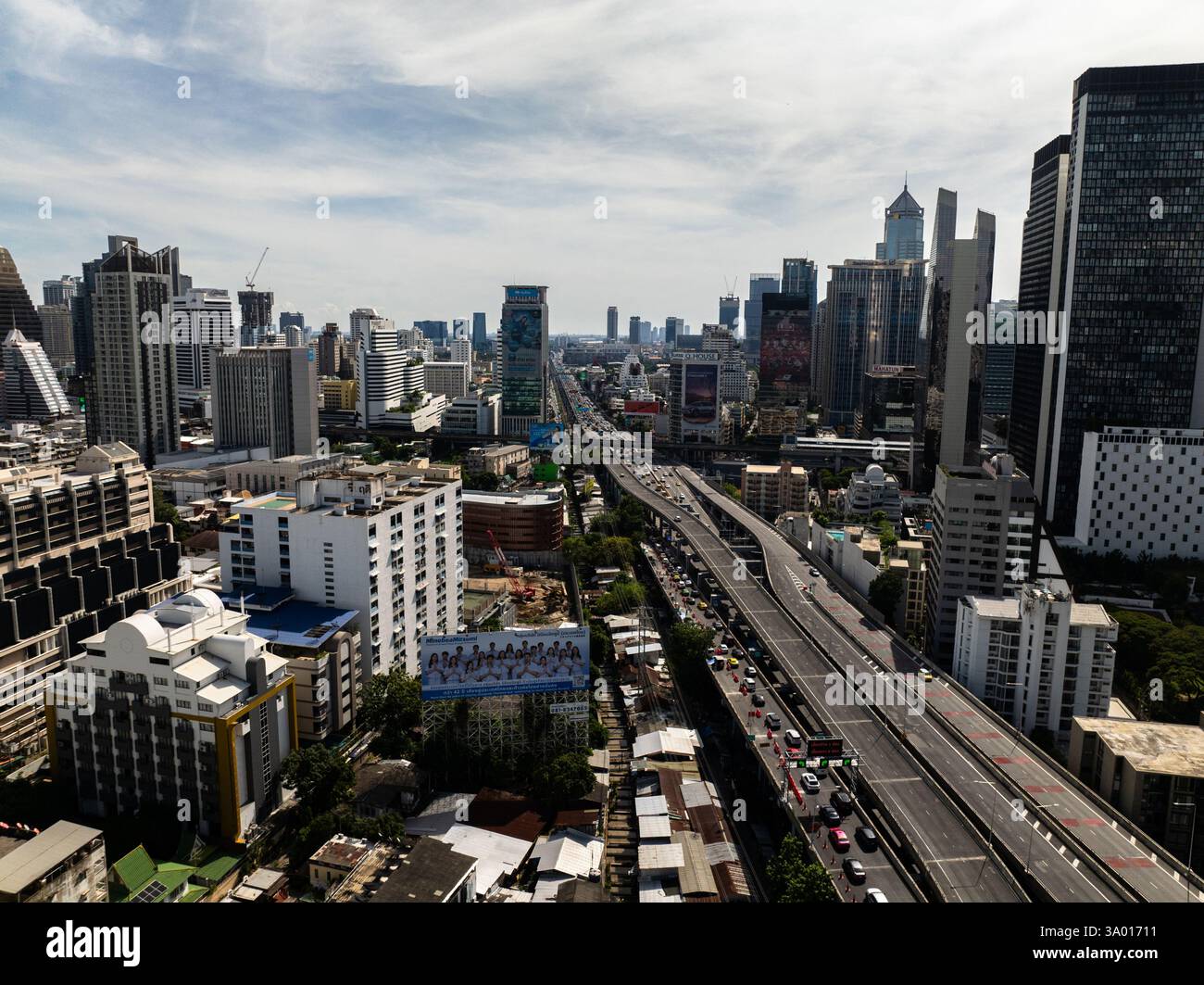 Sprawling highway system connecting urban areas with high traffic and ...