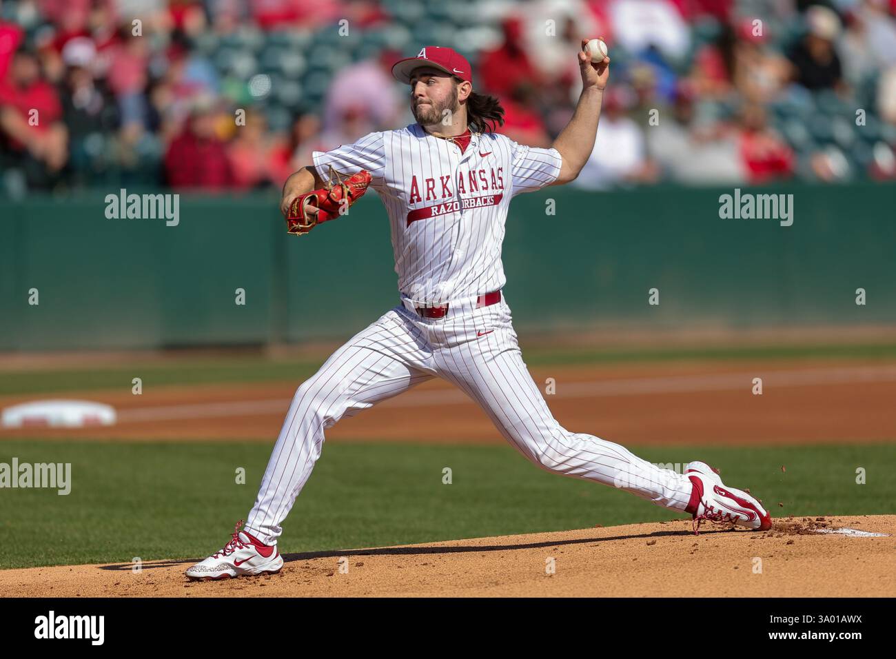March 1, 2025: Razorback pitcher Zach Root (33) in action on the mound ...