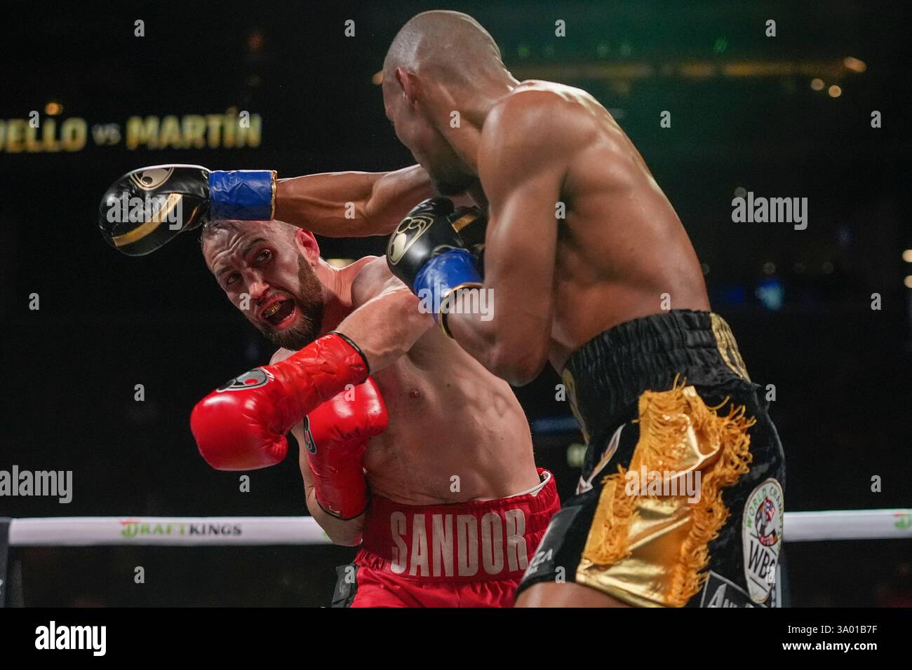 Dominican Republic's Alberto Puello, right, exchanges punches with ...