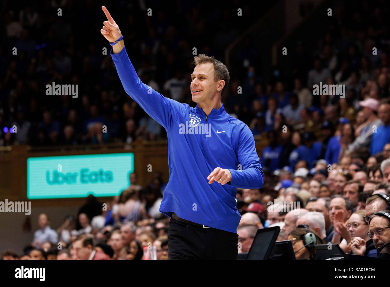 Duke head coach Jon Scheyer directs his team during the second half of ...