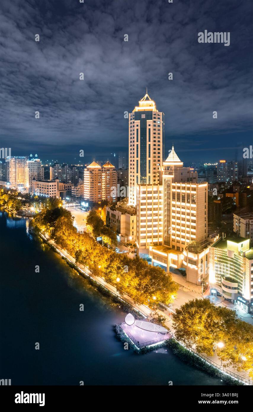 Night view of Haohe Scenic Area, Nantong City, Jiangsu Province, China Stock Photo - Alamy