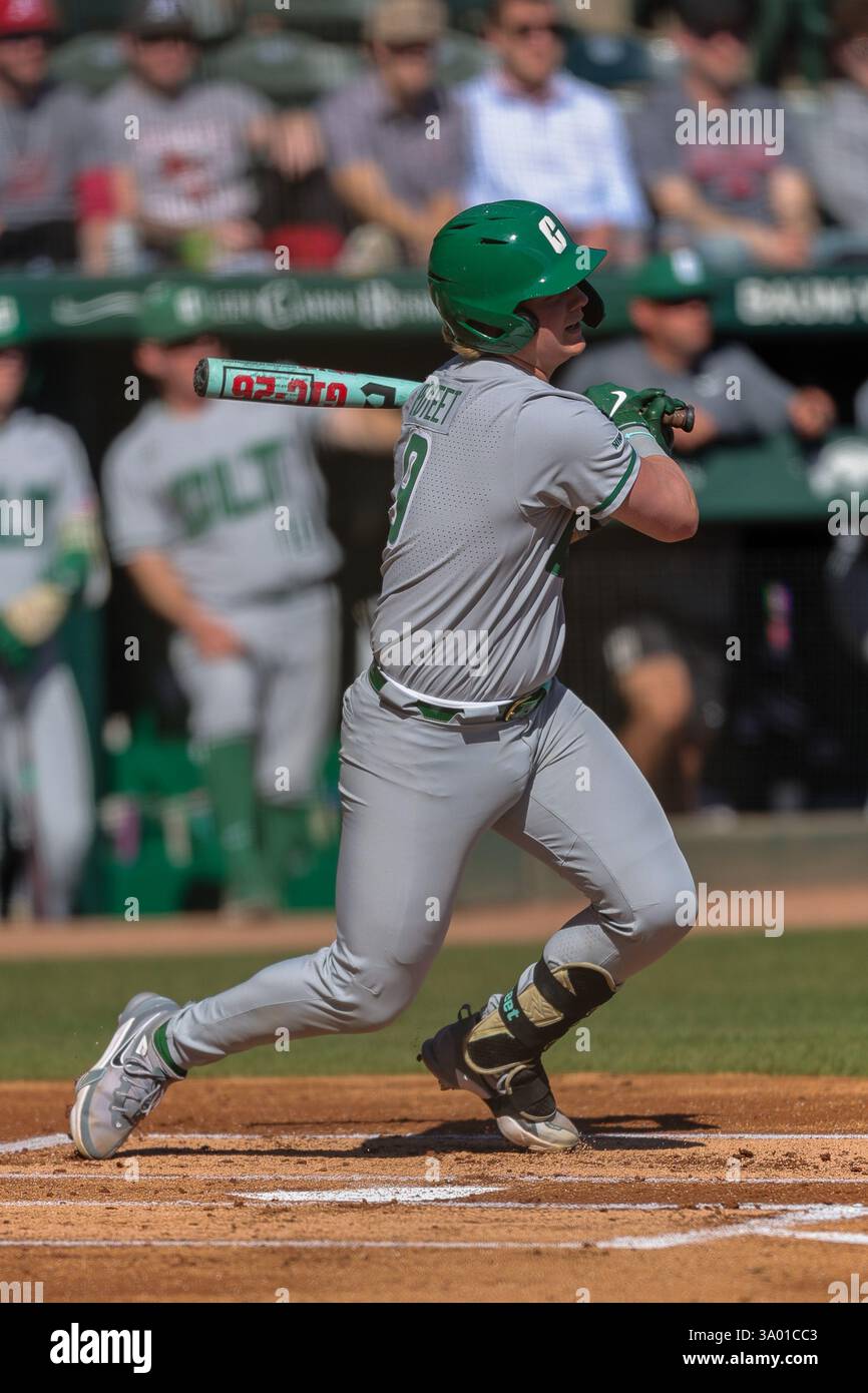 March 1, 2025: Charlotte catcher Logan Poteet (9) finishes his swing ...